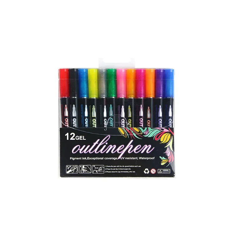 36 Color Double Line Outline Art Pen Marker Pen DIY Graffiti Outline ...