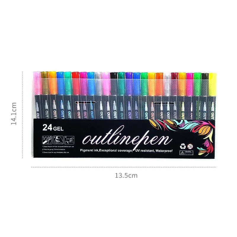 36 Color Double Line Outline Art Pen Marker Pen DIY Graffiti Outline ...