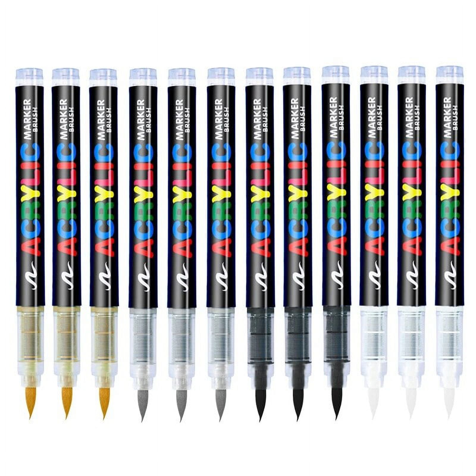 36 Colors Acrylic Paint Pens Brush Marker Pen for Rock Painting, Stone ...