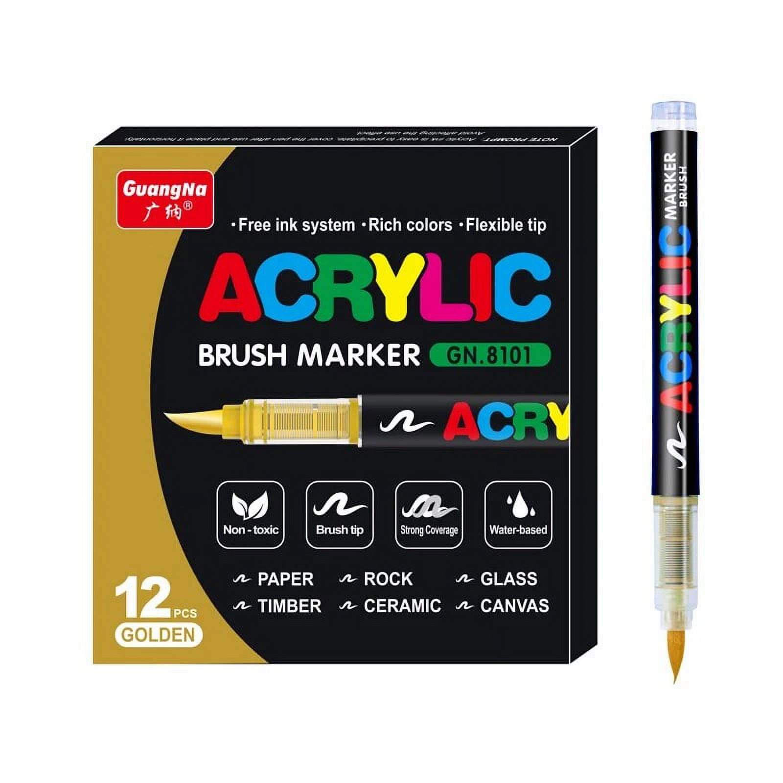 36 Colors Acrylic Paint Pens Brush Marker Pen for Rock Painting, Stone ...