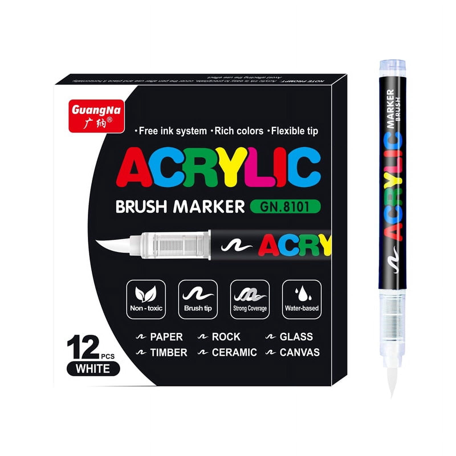 36 Colors Acrylic Paint Pens Brush Marker Pen for Rock Painting, Stone ...