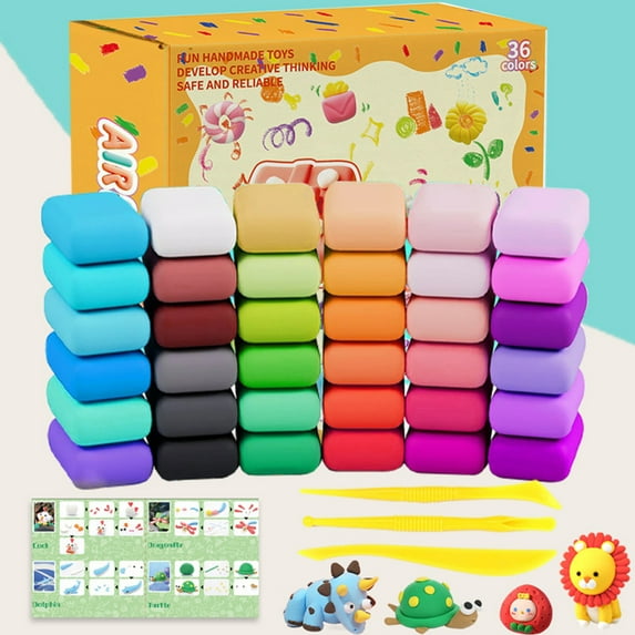 36 Colors Air Dry Clay Set With 3 Tools And 1 Manual - Non-Toxic ...