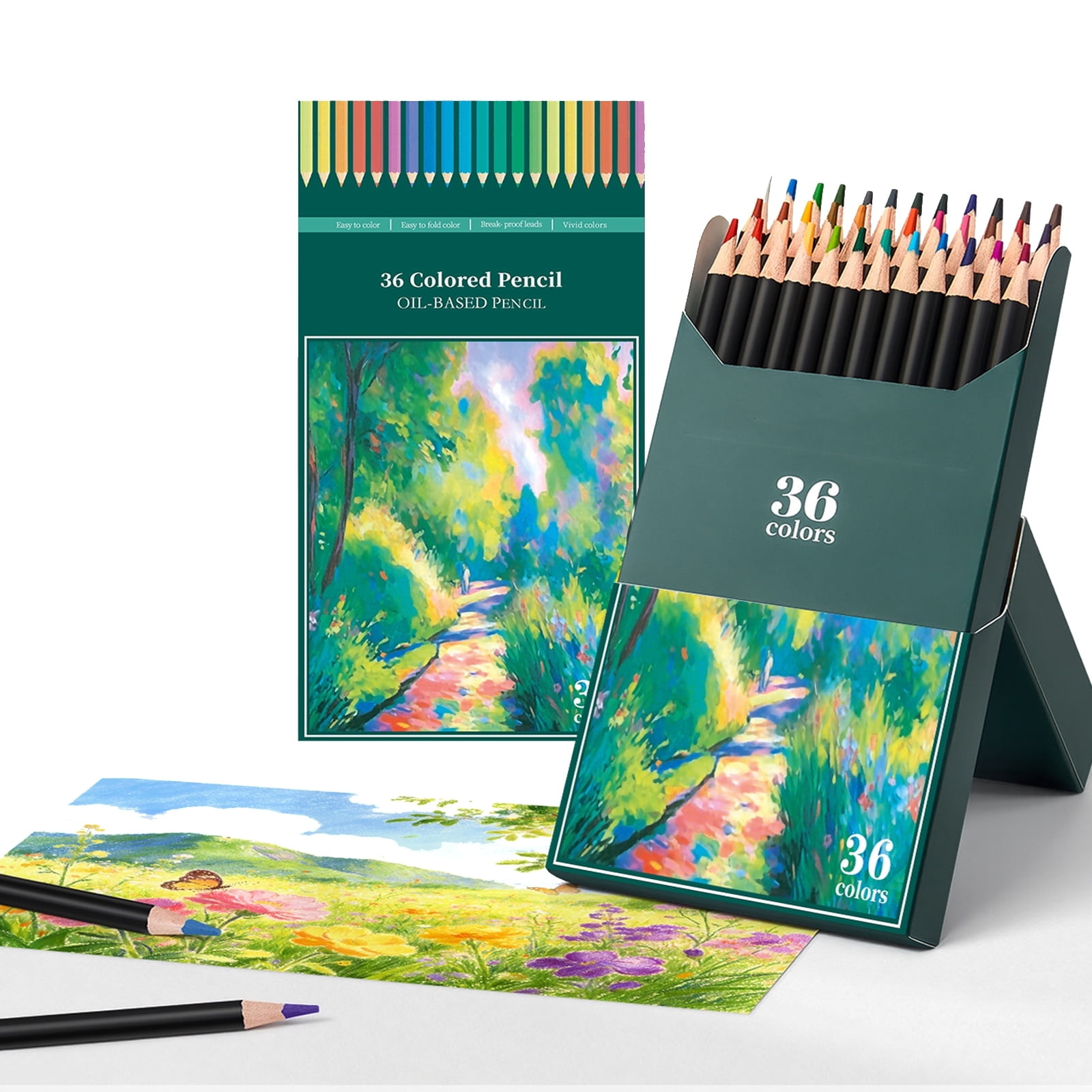 36 Colors Oil-Based Colored Pencils Set,Soft Core Wax Art Pencils for ...