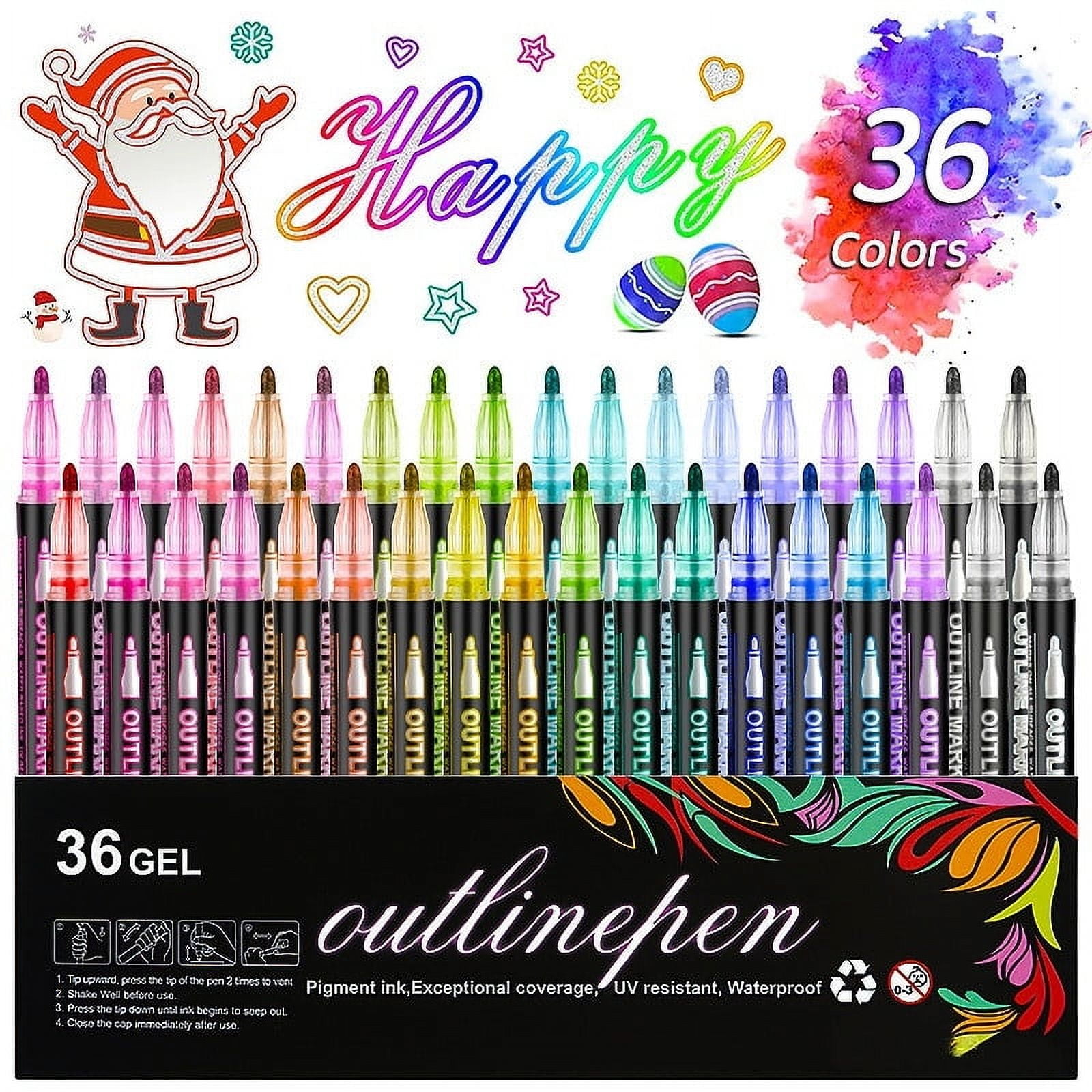 36 Colors Outline Markers, Lightstick Graffiti Pen Outline, Double Line ...