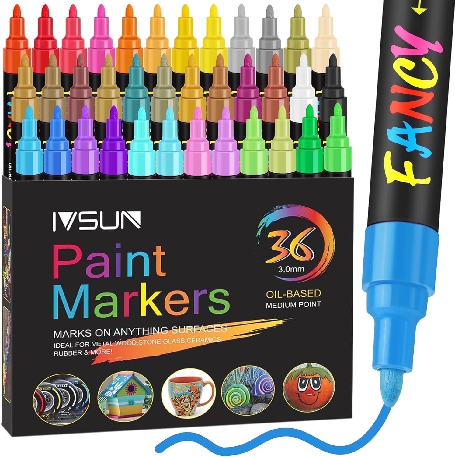 36 Colors Paint Pens Markers Oil Based Markers, Waterproof Paint ...