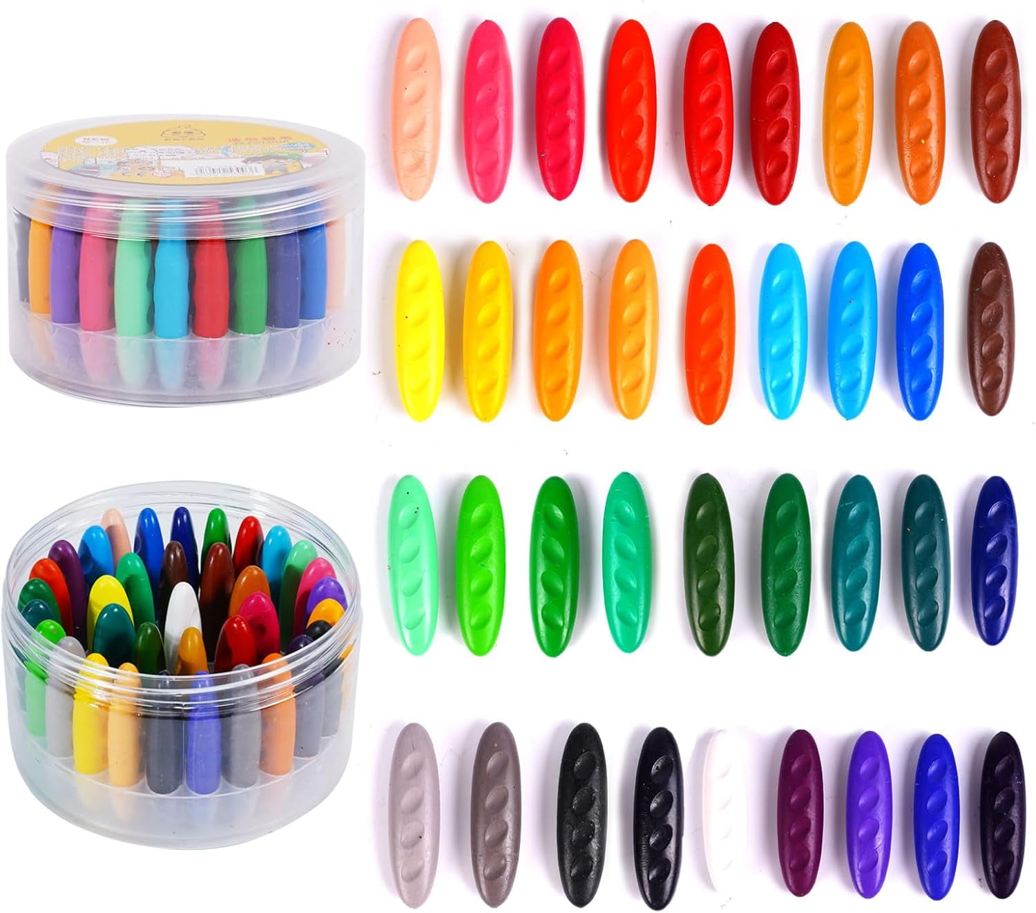 36 Colors Peanut Shape Crayons, Non-Toxic Washable Art Supplies with ...