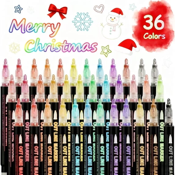 ANUNU 36 Colors Shimmer Markers, Metallic Glitter Pens Set for ...