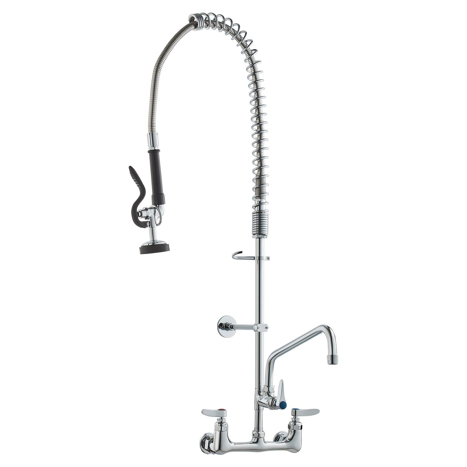36" Commercial Faucet with Pre-Rinse Sprayer - 8" Center Wall-Mount for ...