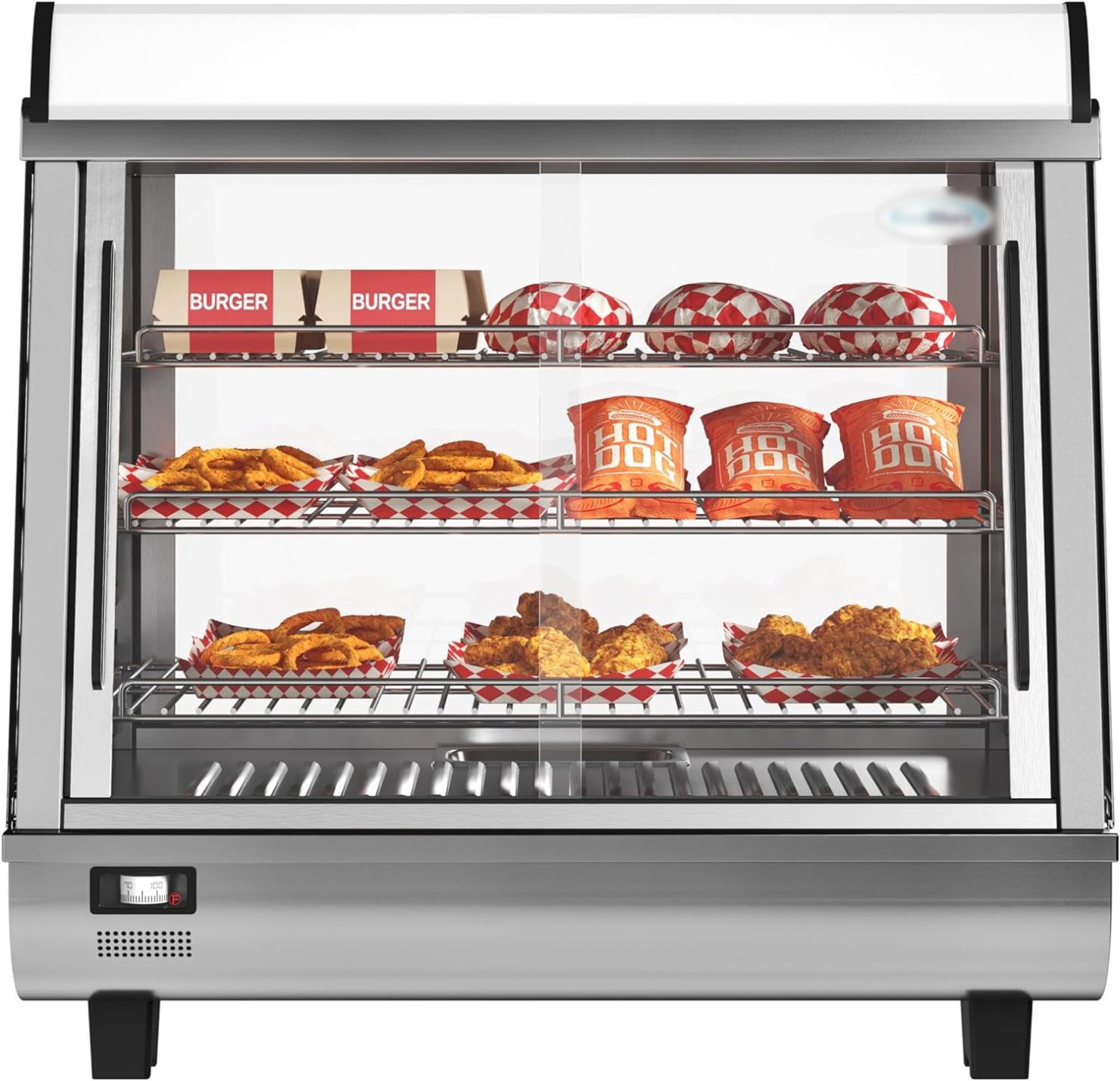 36" Commercial Food Warmer Display Pizza Warmer, 3-Tier Electric ...