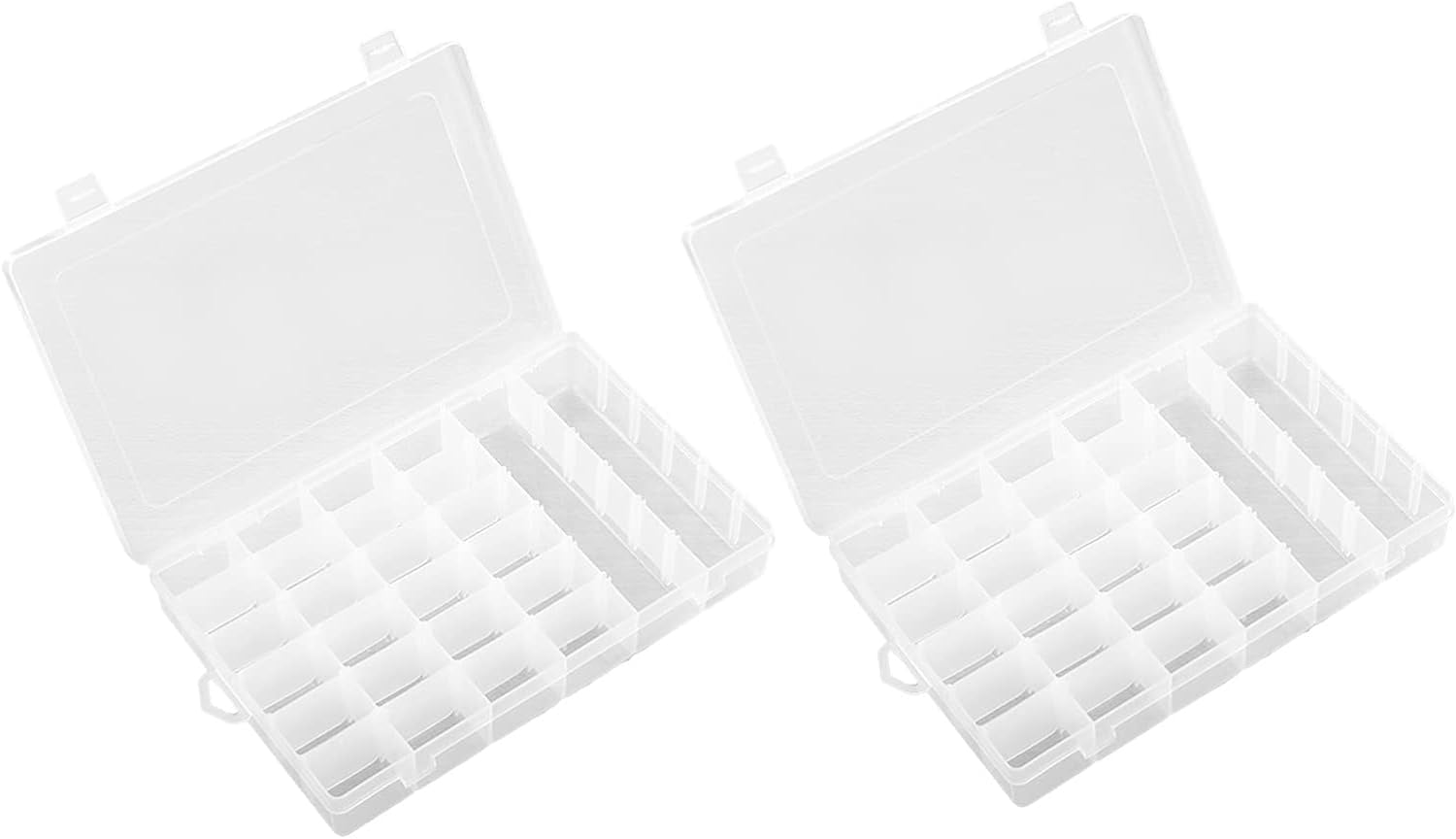 36-Compartment Crafts Box, 2PCS 36 Grids Jewelry Storage Box Clear ABS ...