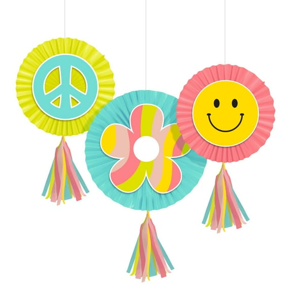 36 Count Bulk Pack Flower Power Paper Fans w/ Tassels - Walmart.com