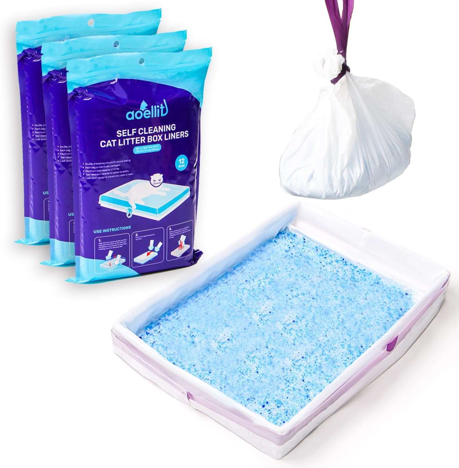 36 Count Litter Box Liners, Waste Bags Compatible with Pet-safe ...