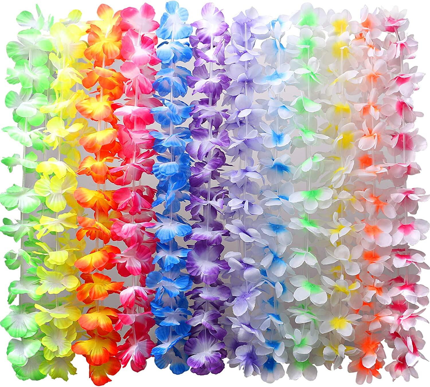 36 Counts Hawaiian Leis Necklace Tropical Luau Hawaii Silk Flower Lei ...
