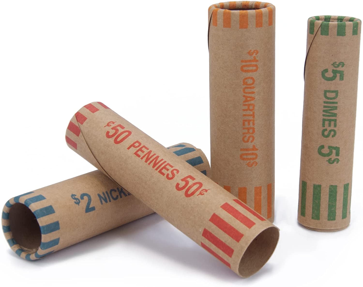 36 Crimped end preformed cartridge Assorted Coin Wrappers Tubes for ...