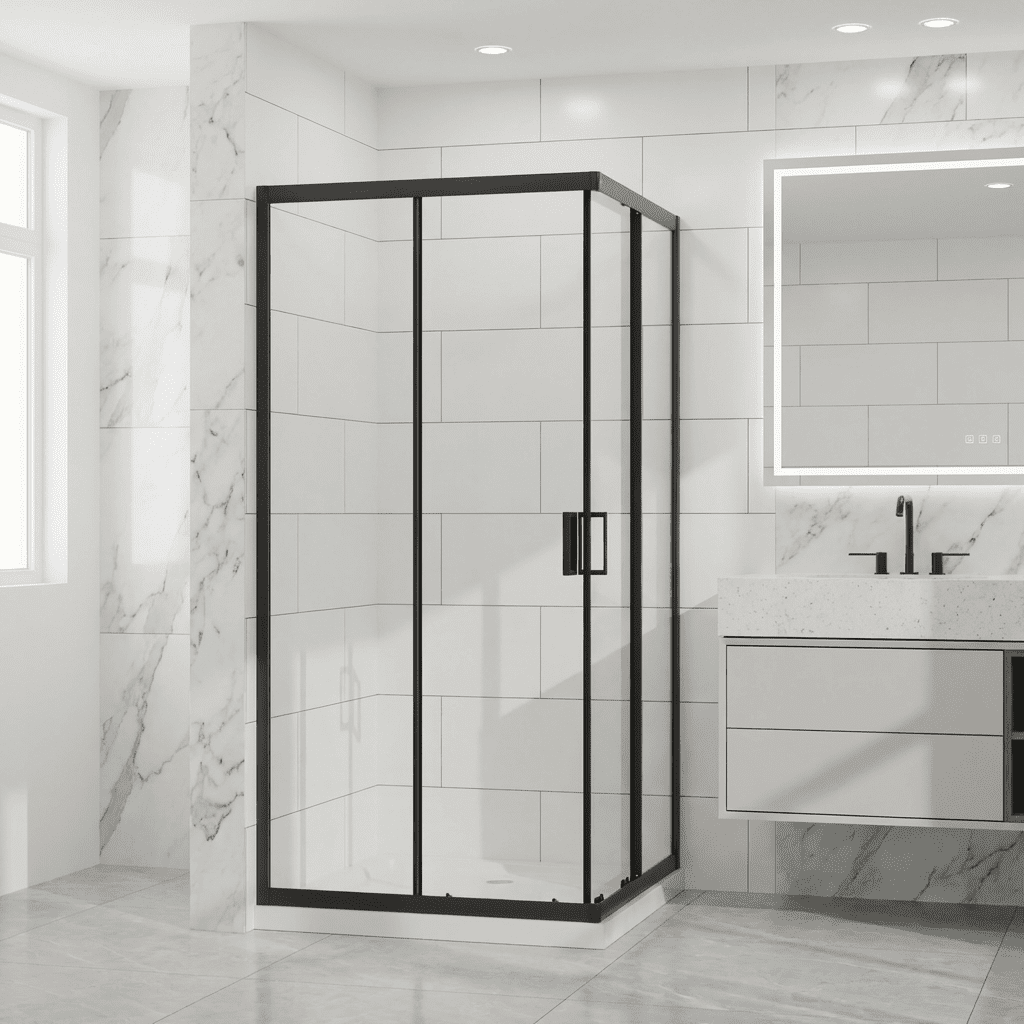 36" D x 36" W x 72" H Corner Sliding Shower Enclosure, 1/4 Inch Clear ...