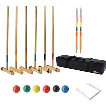 ROPODA 28In Six-Player Croquet Set with Wooden Mallets, Colored Balls ...