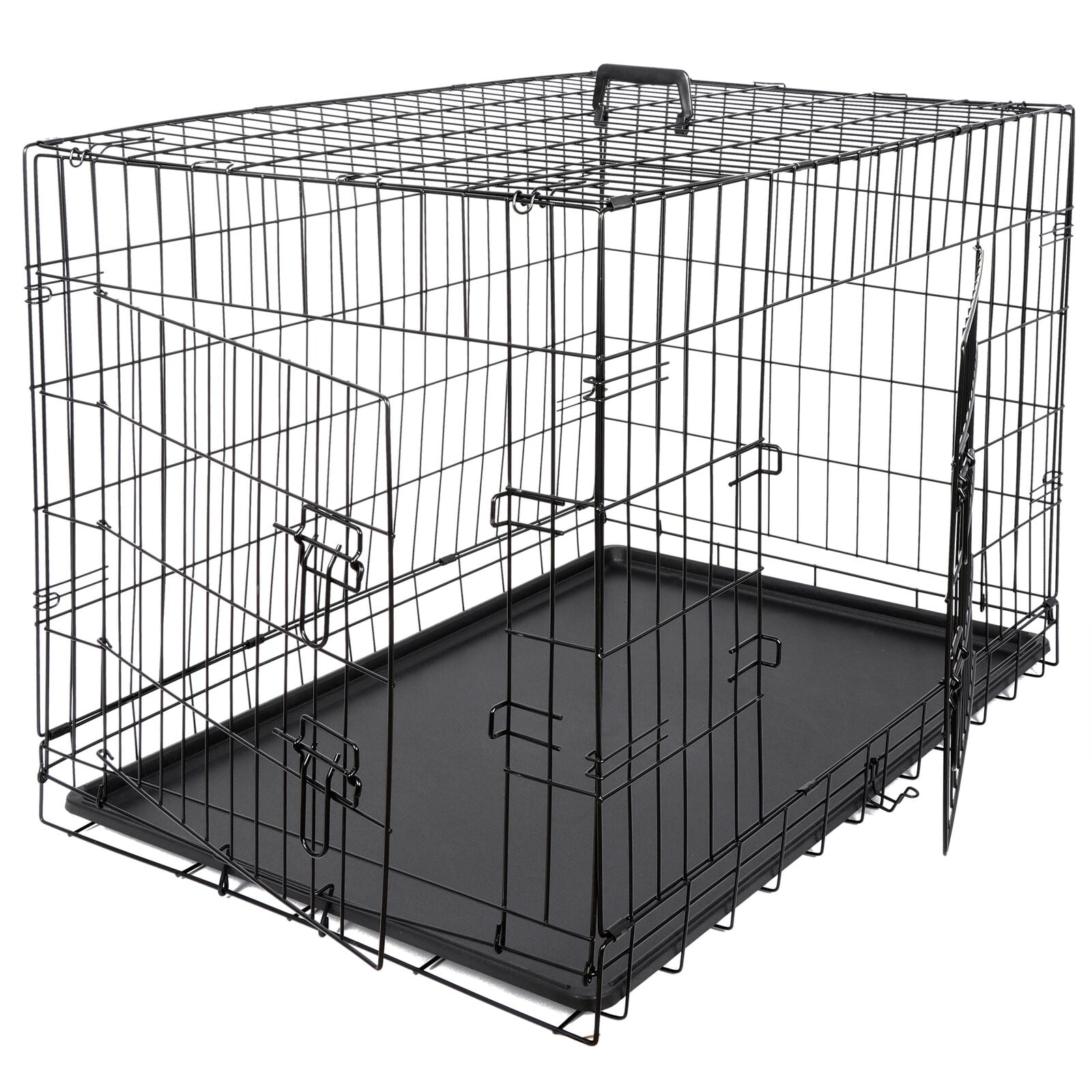 36" Dog Crate Kennel Folding Pet Cage 2 Door With Tray Indoor Pet Safe ...