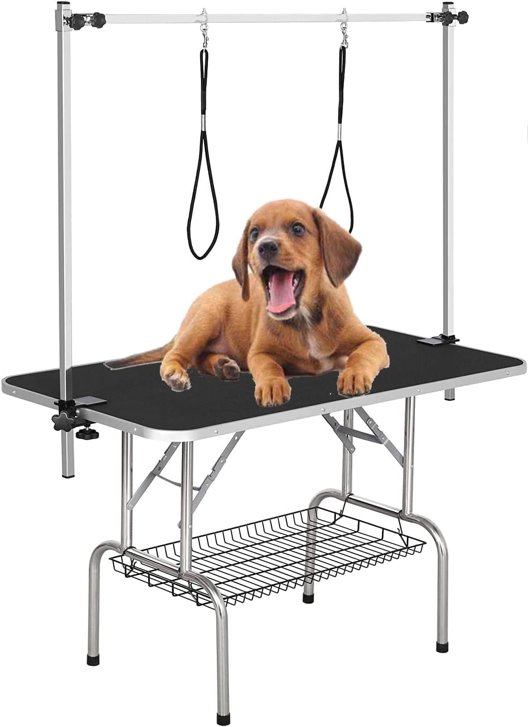 36" Dog Grooming Table Foldable Pet Grooming Tables with Adjustable Arm Noose Storage Mesh Tray ...