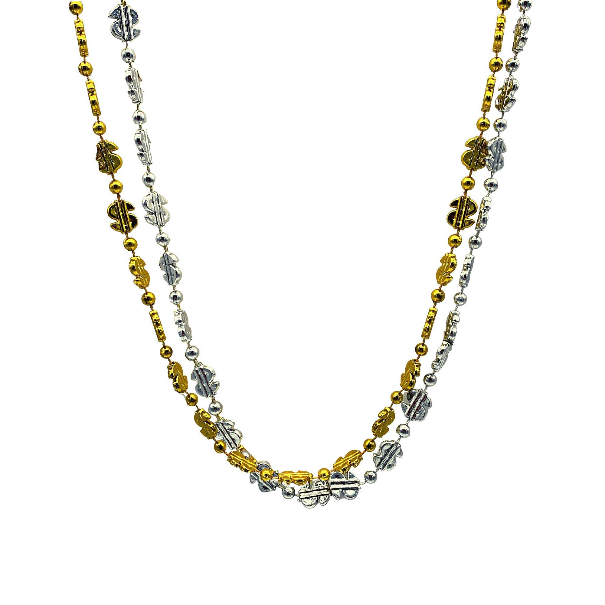 36" Dollar Sign Bead Necklace - Assorted Gold and Silver (Each ...