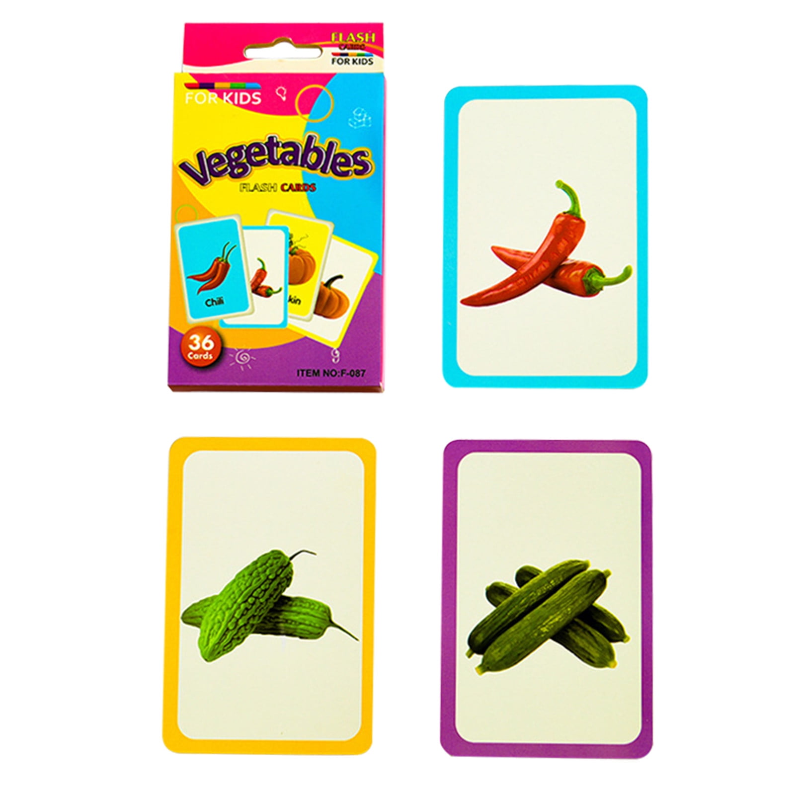 36 Double-Sided Educational Flash Cards, Vegetables Vocabulary for ...