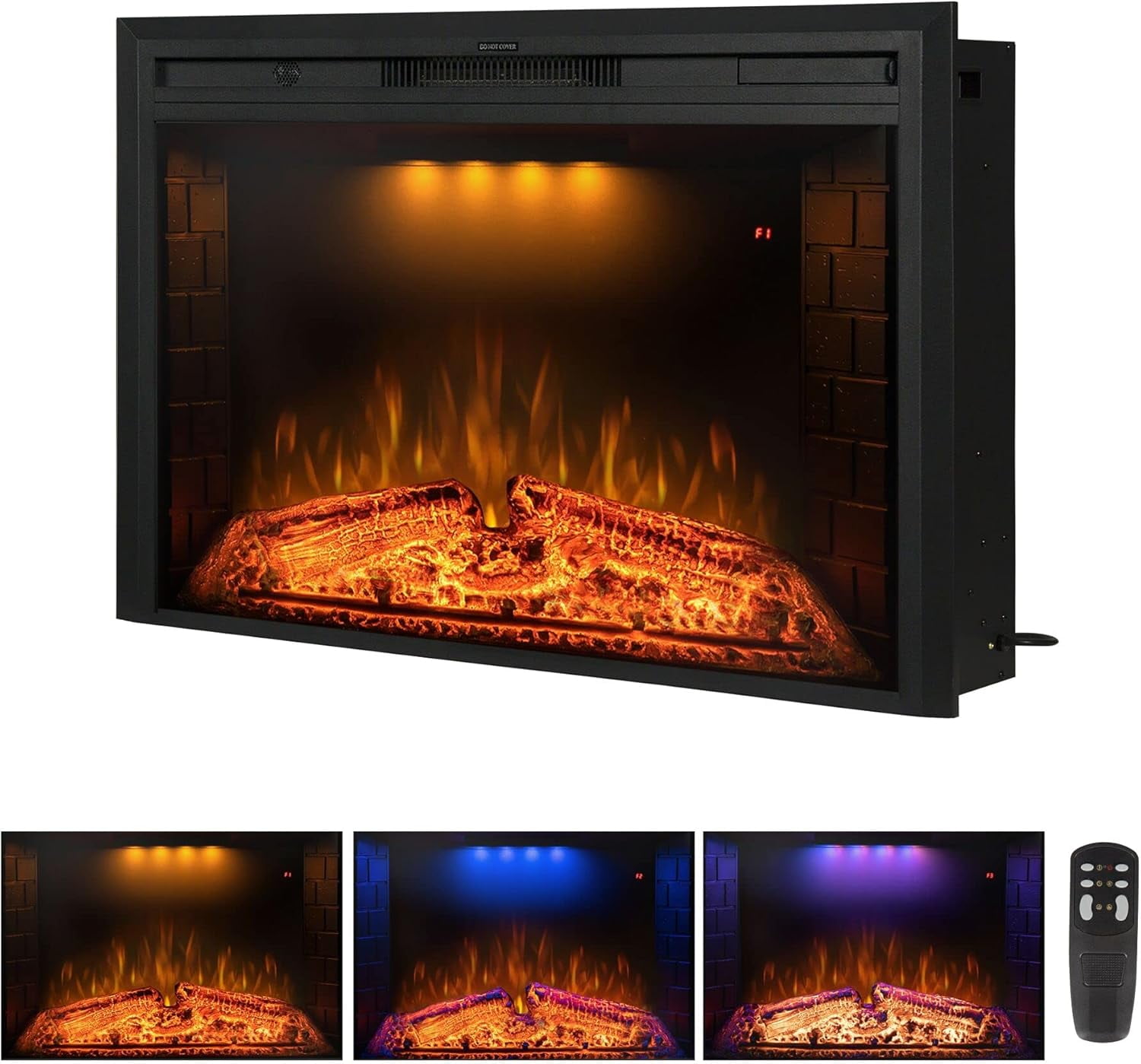 36'' Electric Fireplace Inserts, Recessed & Built in Wall Electric ...