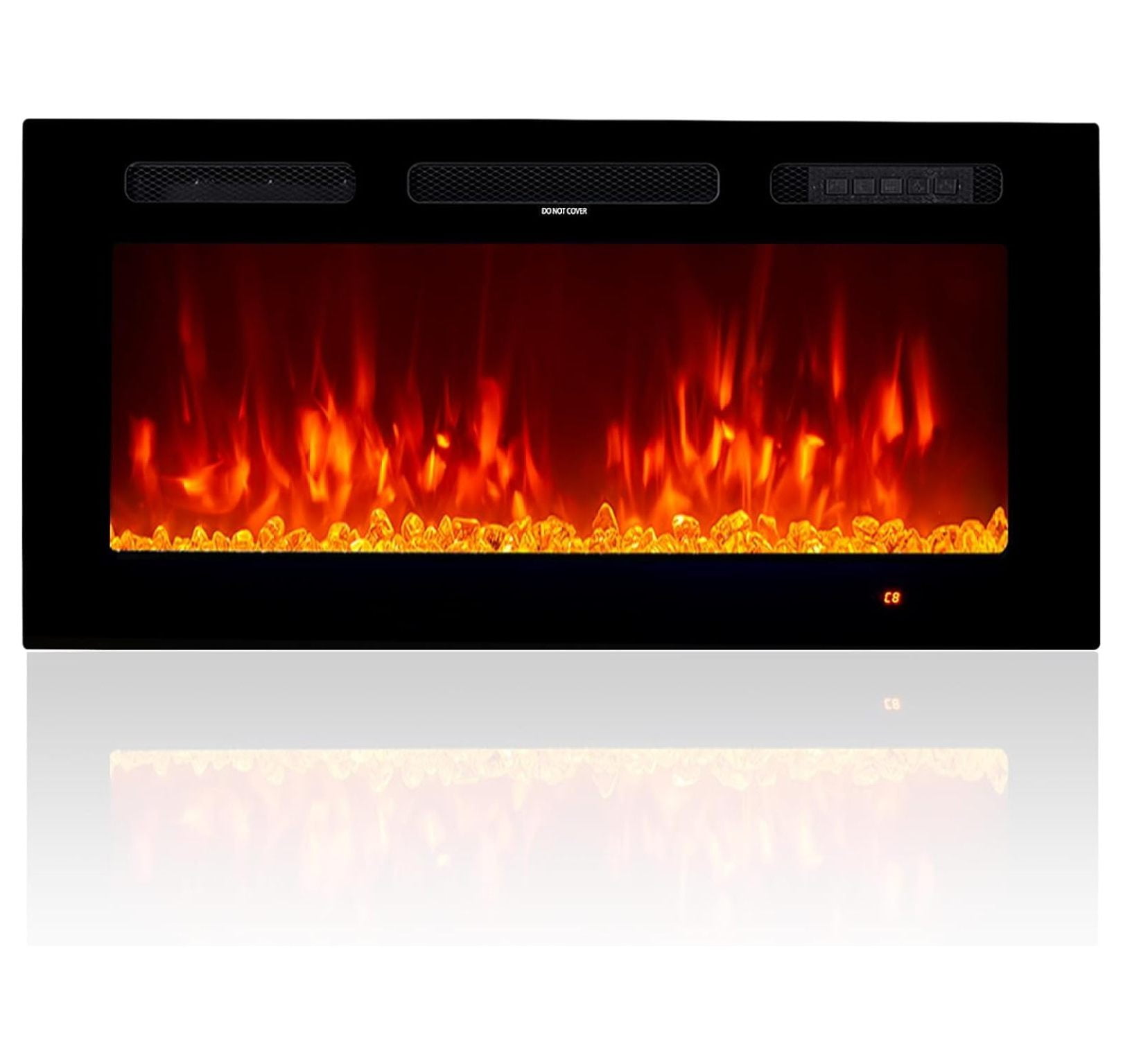 36" Electric Fireplace, Recessed & Wall Mounted LED Heater, 12 Flame ...
