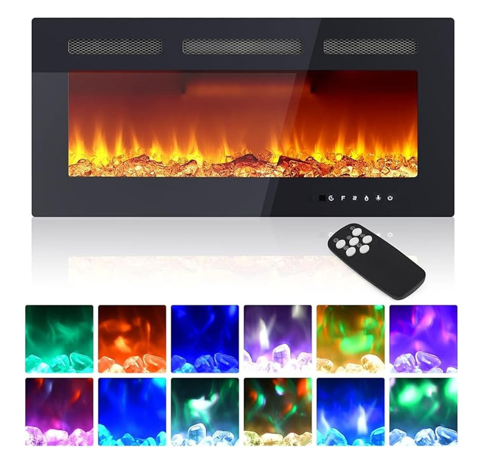 36" Electric Fireplace Wall Mounted, Recessed Wall Fireplace Electric ...