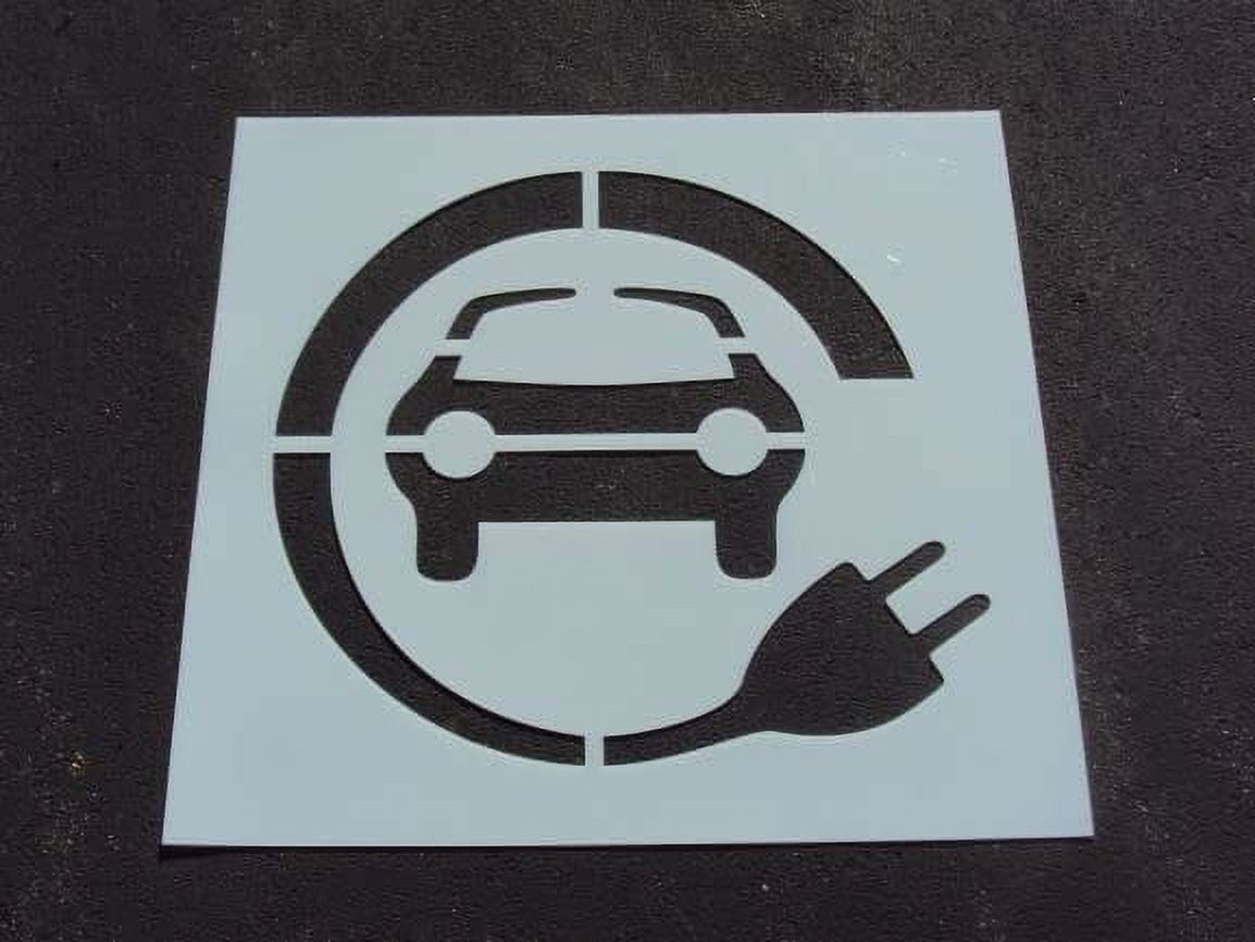 36" Electric Vehicle Car Parking Lot Stencil Front (1/16" Thick) LDPE ...