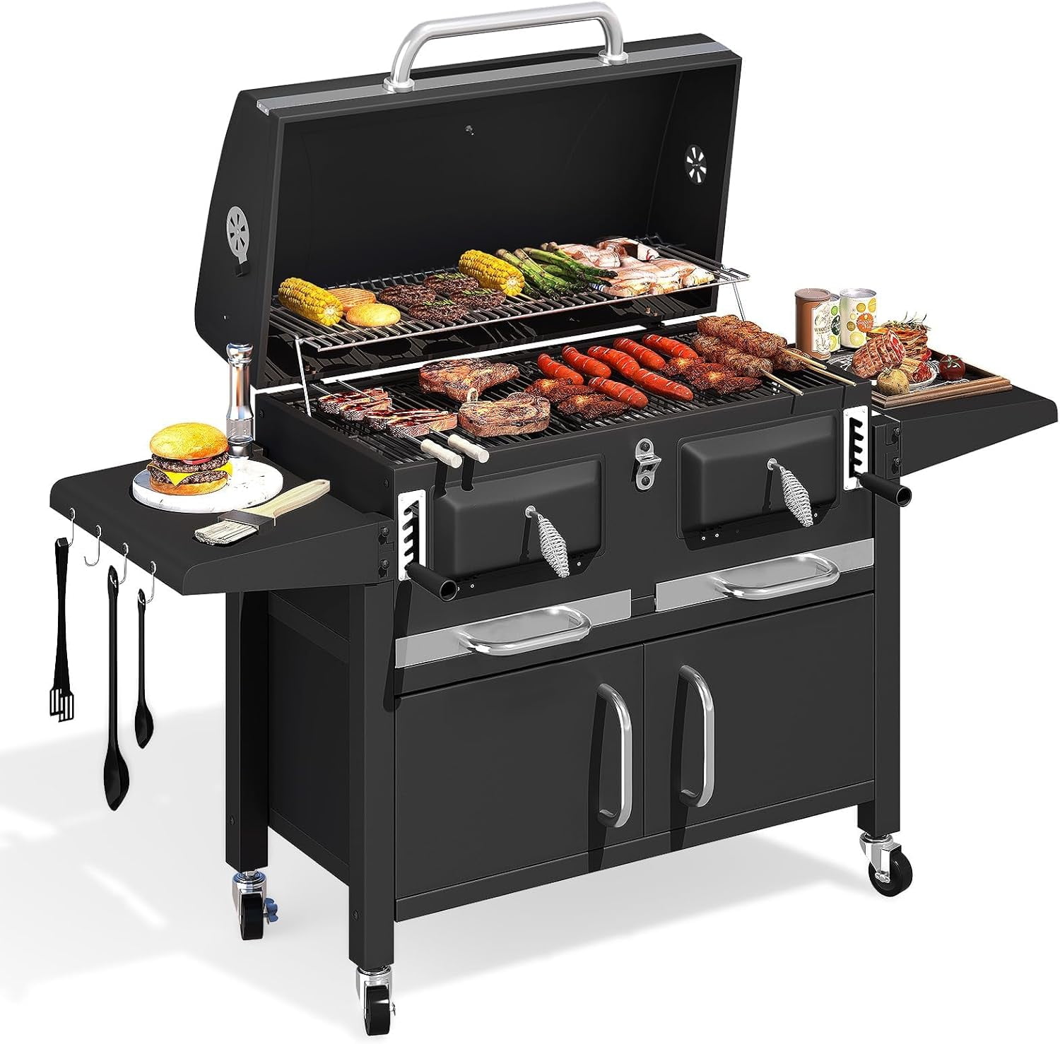 36 In Extra Large Charcoal Grill - 620 Sq.In Oversized BBQ Area with ...