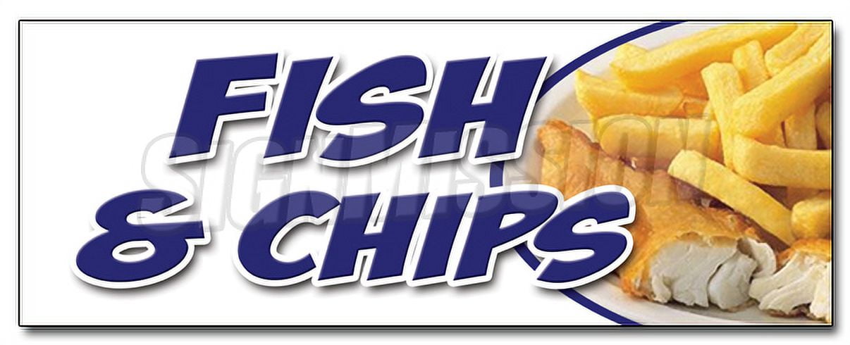 36" FISH & CHIPS DECAL sticker cod haddock white deep fried chips ...