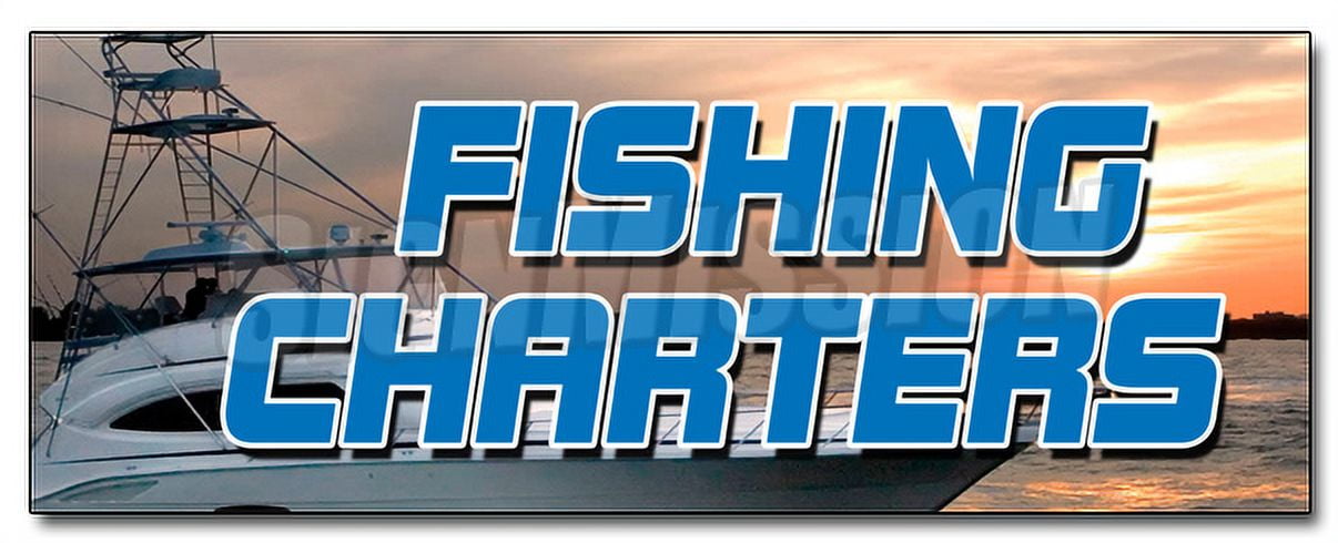 36" FISHING CHARTERS DECAL sticker all half day rental tackle deep sea ...