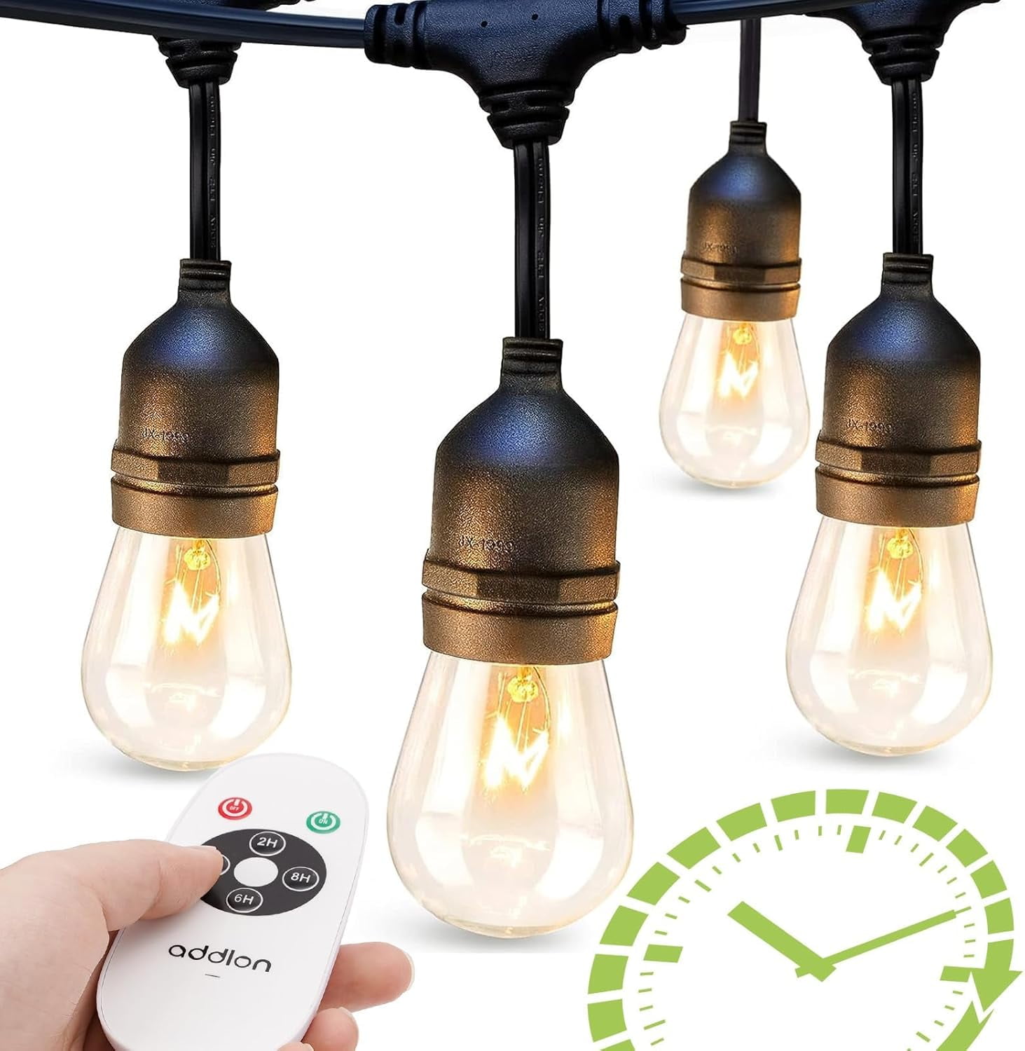 36 FT Outdoor String Lights Commercial Grade Weatherproof Strand, 15 ...