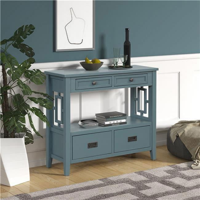 36'' Farmhouse Pine Wood Console Table Entry Table with 4 Drawers and 1 ...