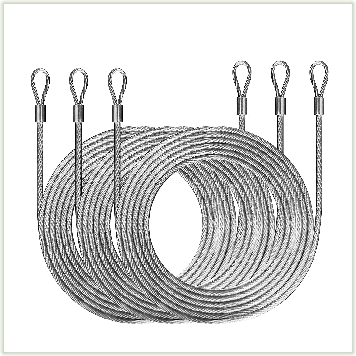 36 Feet (12ft x 3) PVC Coated Stainless Steel Metal Wire Cable Ropes ...