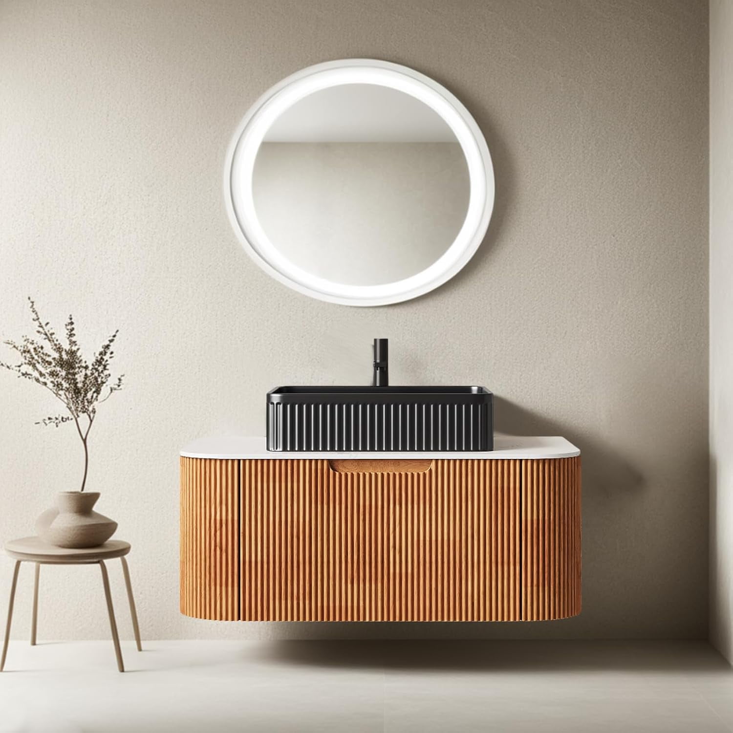 36" Floating Bathroom Vanity with Sink, Solid Wood Modern Bathroom ...