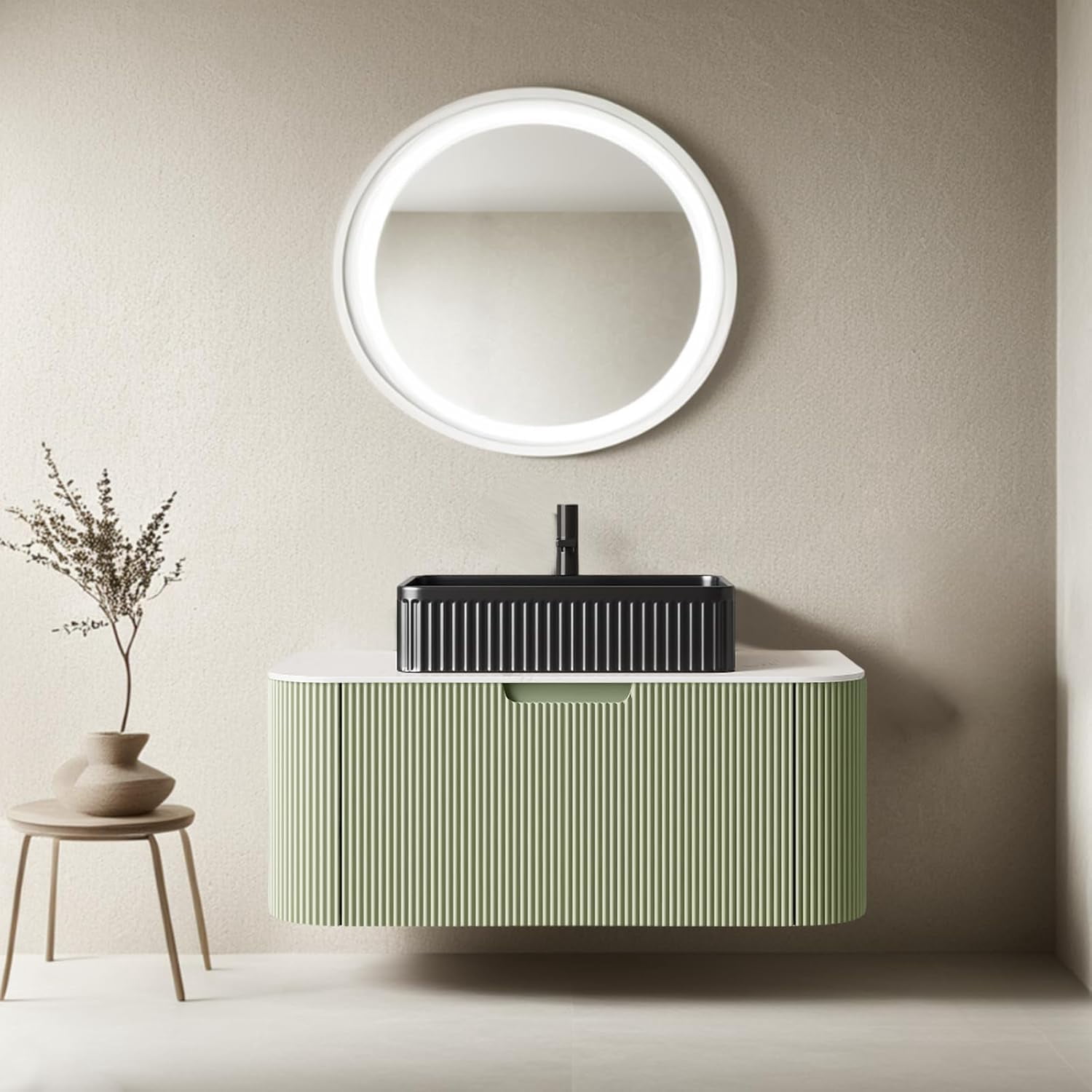 36" Floating Bathroom Vanity with Sink, Solid Wood Modern Bathroom ...