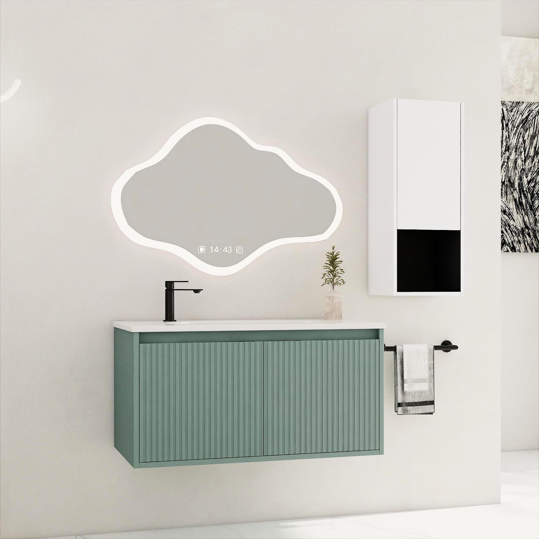36" Floating Vanity with Metal Handles & Soft Closing Hinges / Enhance ...
