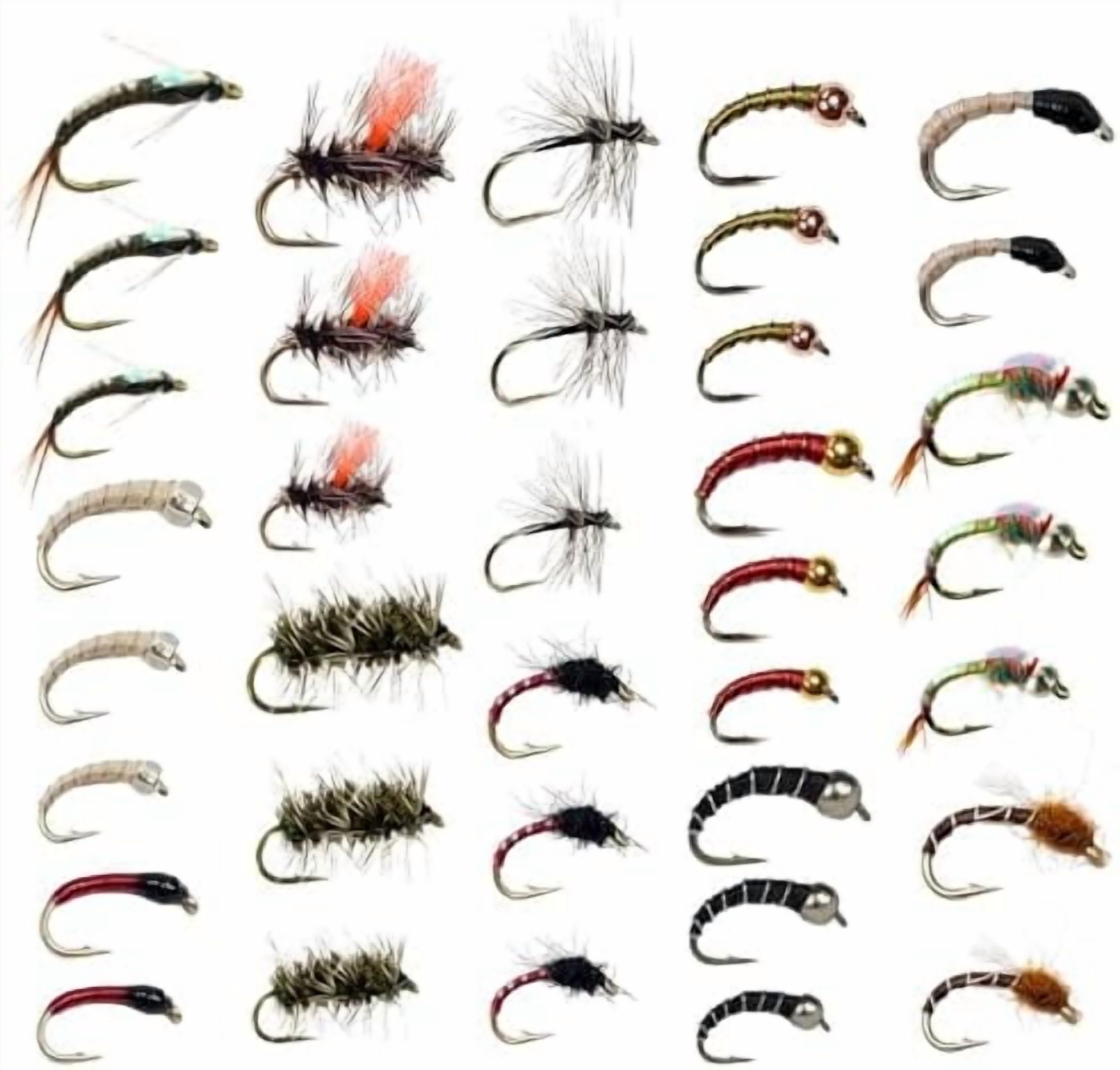 | 36 Fly Fishing Flies Assortment with Tungsten and Brass Beads | 3 ...