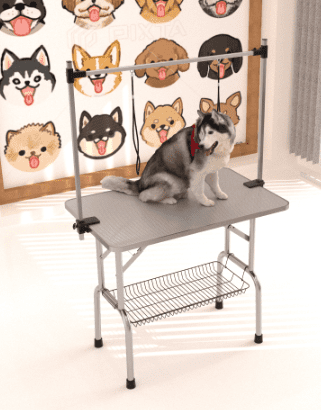36" Folding Dog Pet Grooming Table Stainless Steel Frame Rubber Mat on ...