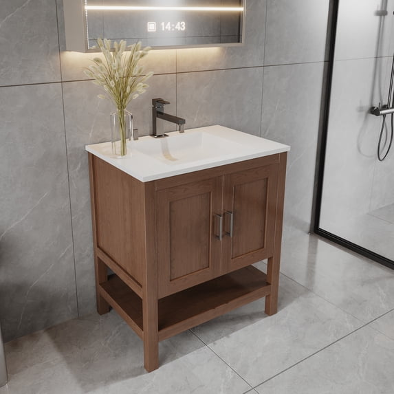 36" Freestanding Bath Vanity with Open Shelf Sink Base Cabinet Without ...