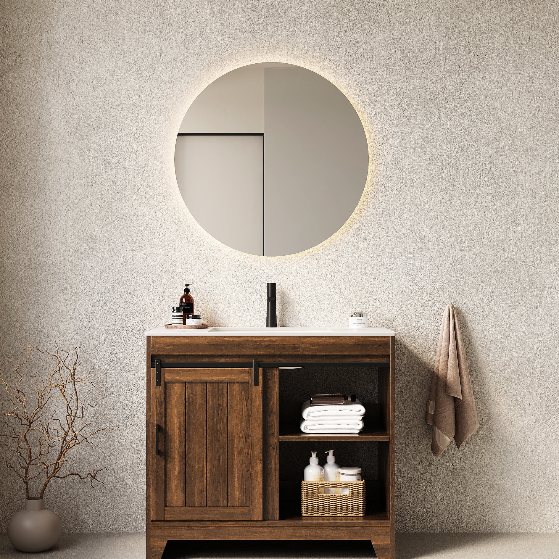 36" Freestanding Bathroom Vanity | Multiple Storage Spaces | Bathroom ...