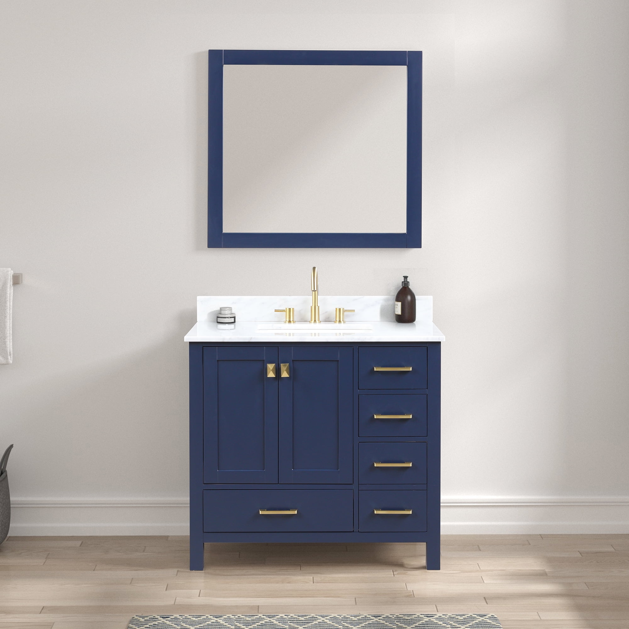 36" Freestanding Bathroom Vanity with Sink - Navy Blue - Walmart.com