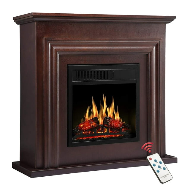 36" Freestanding Electric Fireplace with Remote Control for Brightness ...