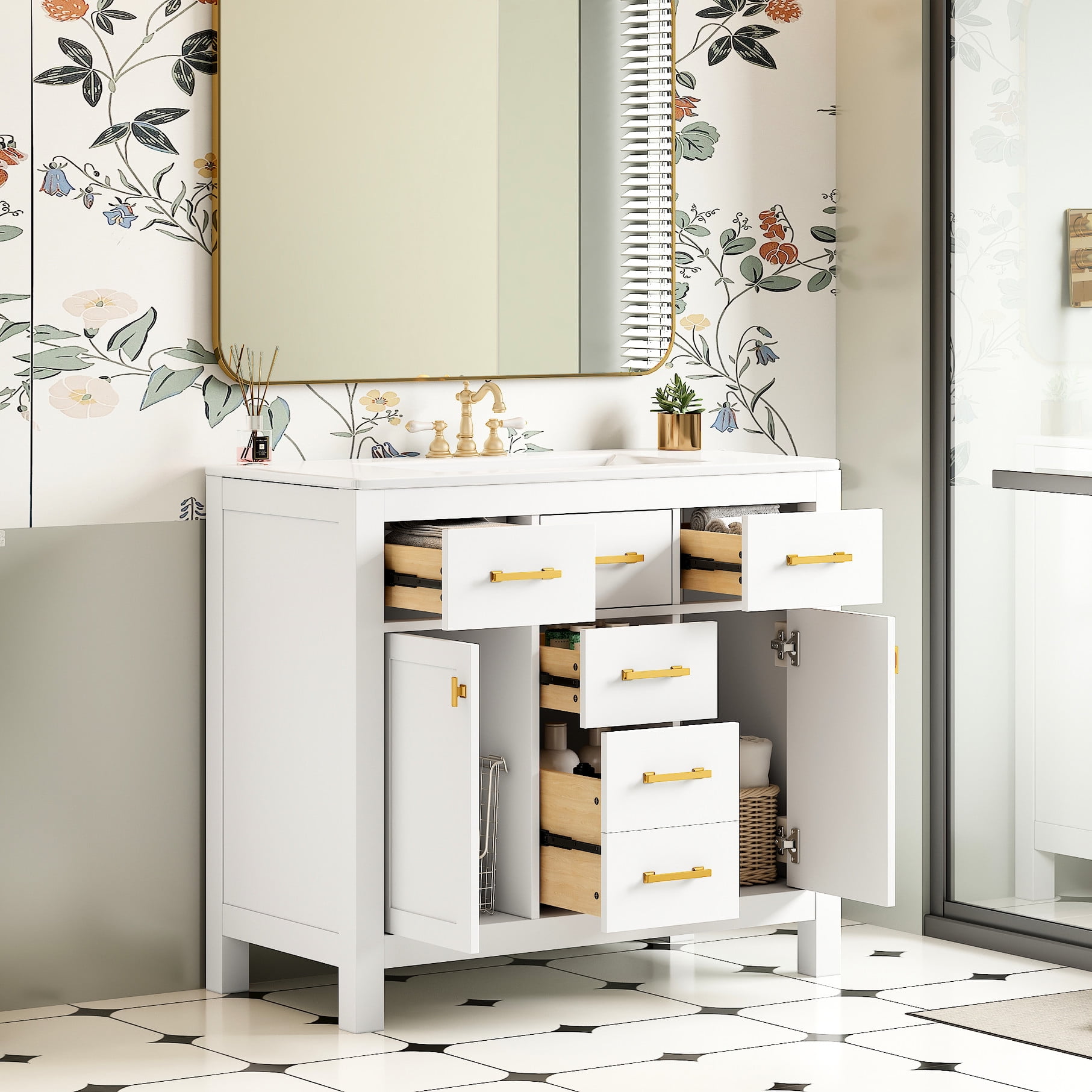36'' Freestanding Single Bathroom Vanity | Protect Items from Humidity ...