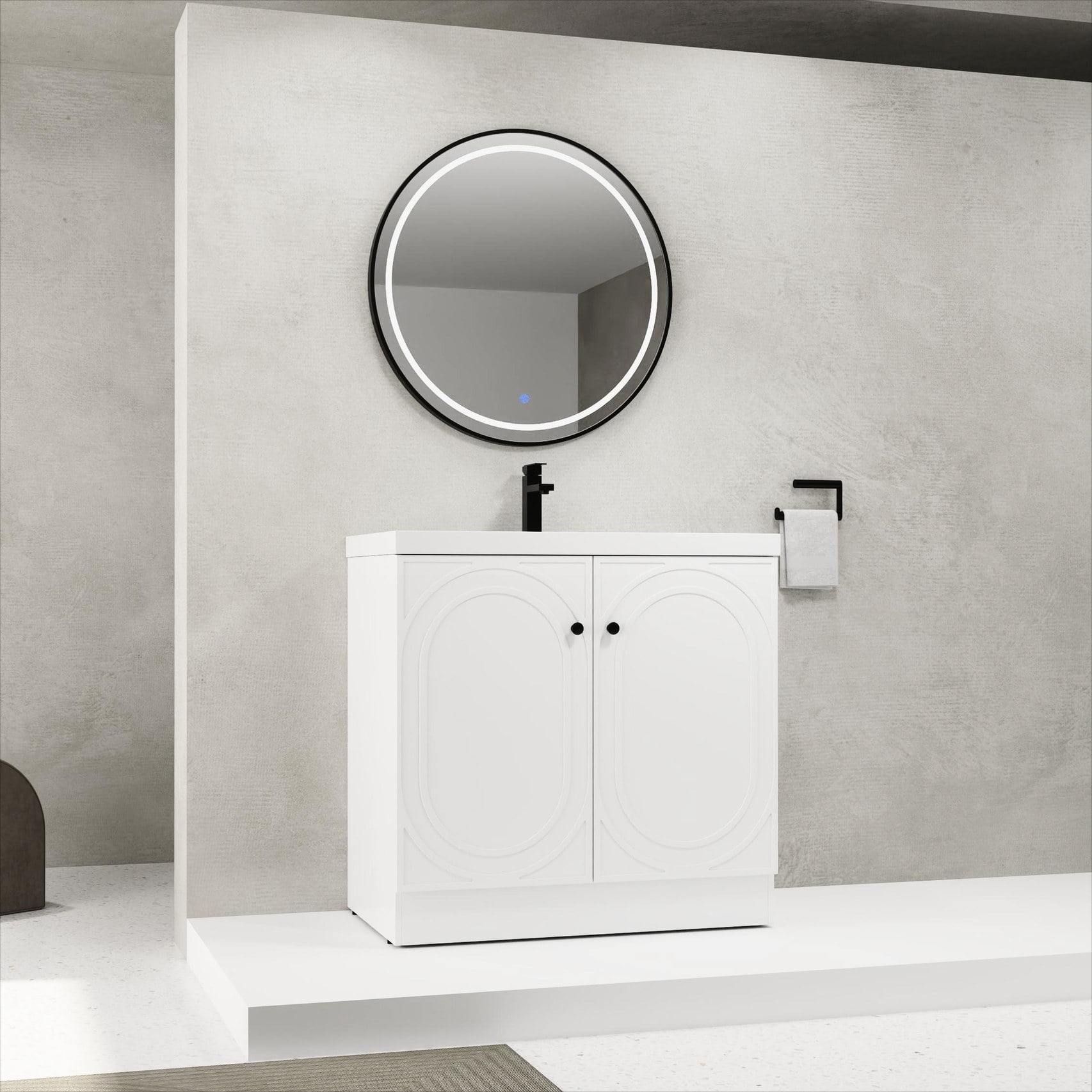 36" Freestanding Vanity for Bathroom with White Resin Sink & Soft-Close ...