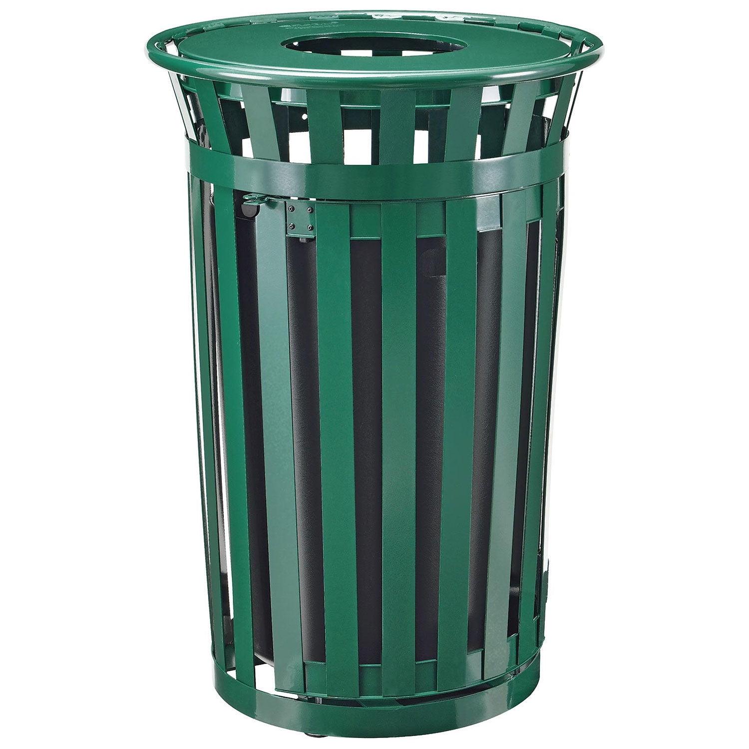 36 Gallon Outdoor Metal Slatted Receptacle w/Access Door & Flat Lid ...