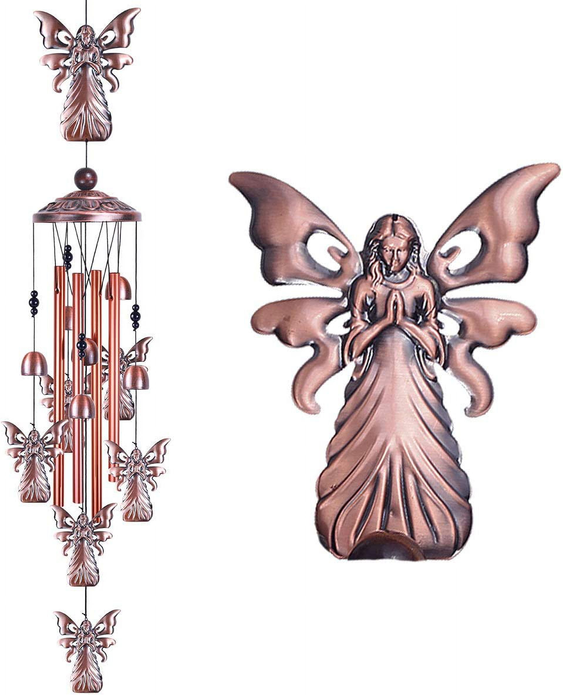 36" Garden Angel Wind Chimes, Outdoor Indoor Decor with 4 Aluminum ...