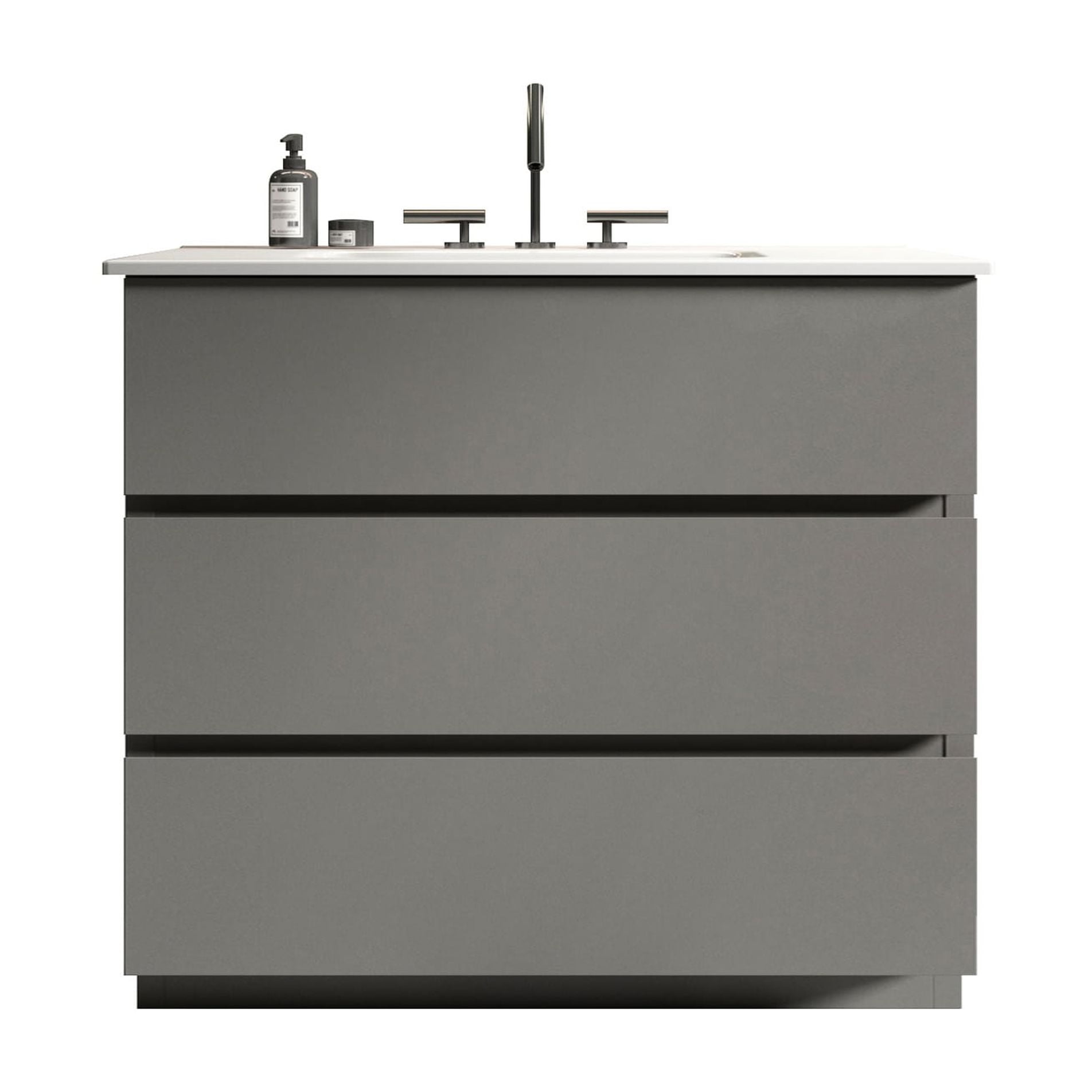 36" Gray Bathroom Furniture Unit - Silent, Maximize Storage Vanity ...