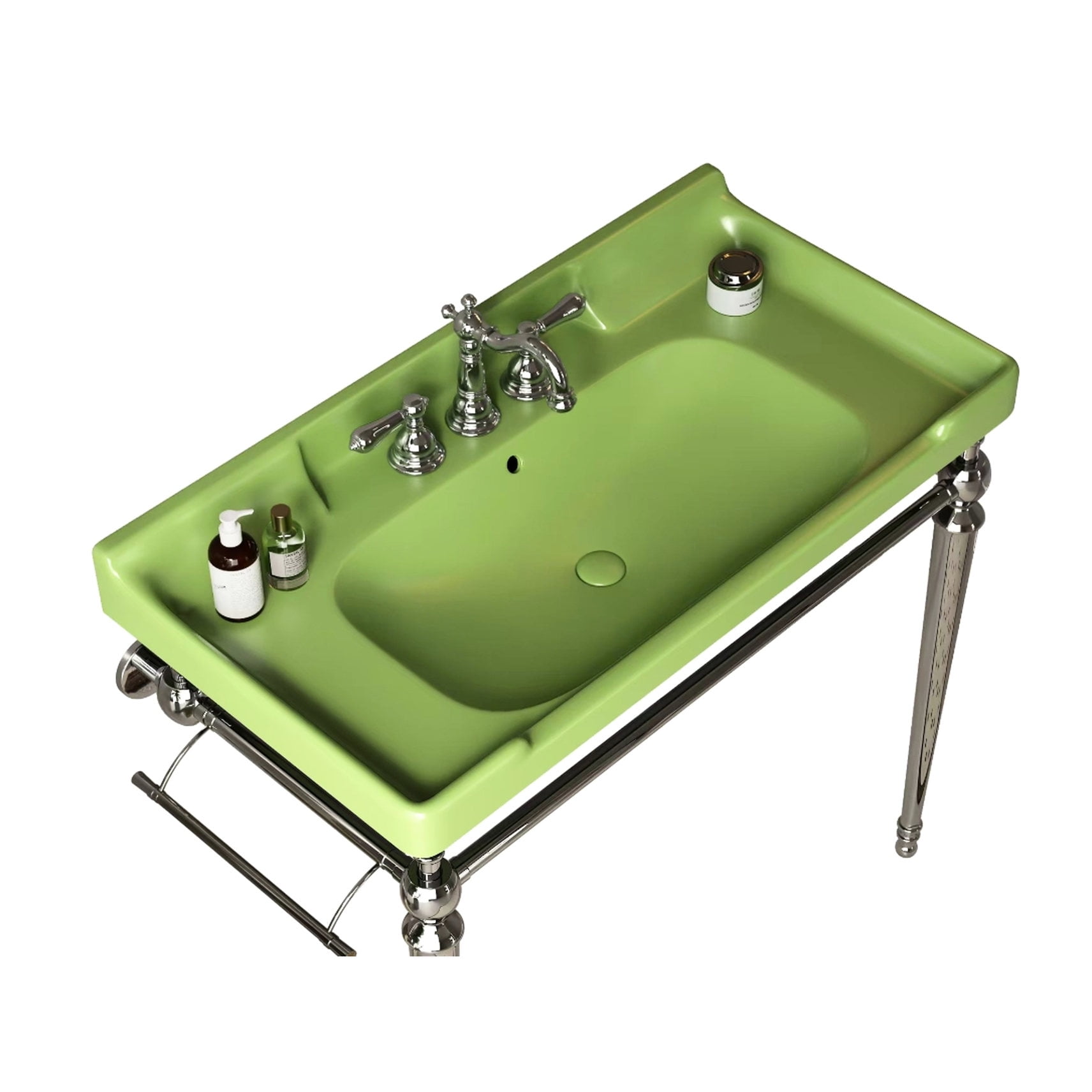 36" Green Bathroom Ceramic Basin with 3 Standard Faucet Holes ...