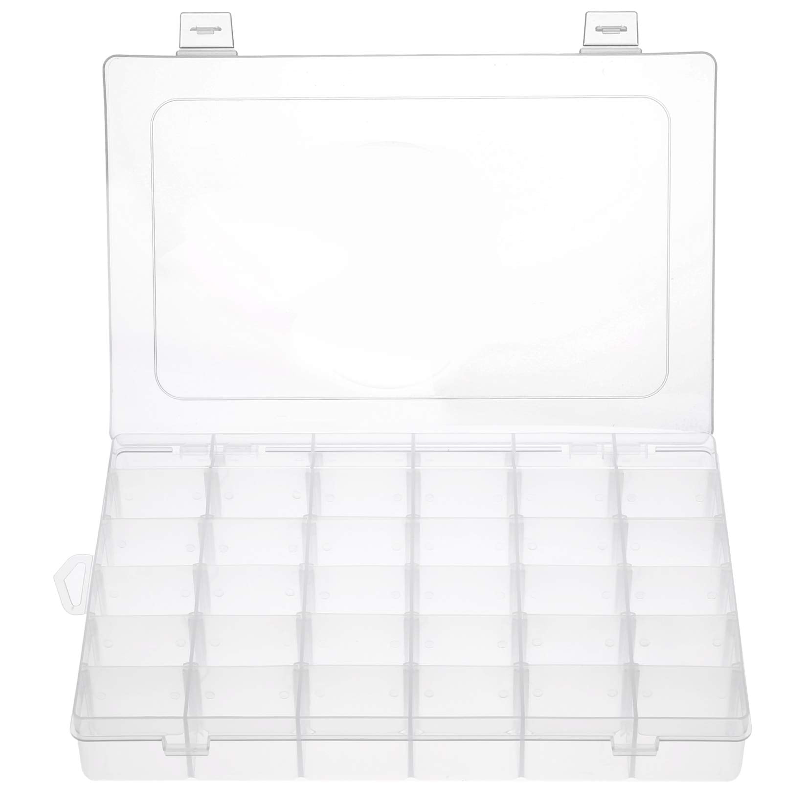 36 Grids Jewelry Organizer Box with Adjustable Dividers, Clear Plastic ...